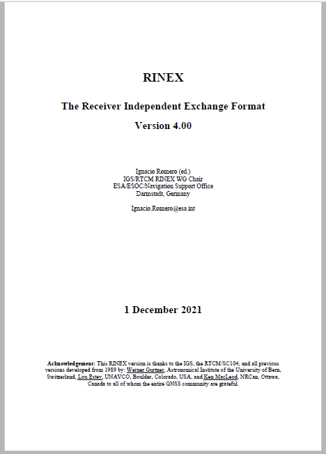 RINEX: The Receiver Independent Exchange Format Version RINEX 4.00 NOW ...